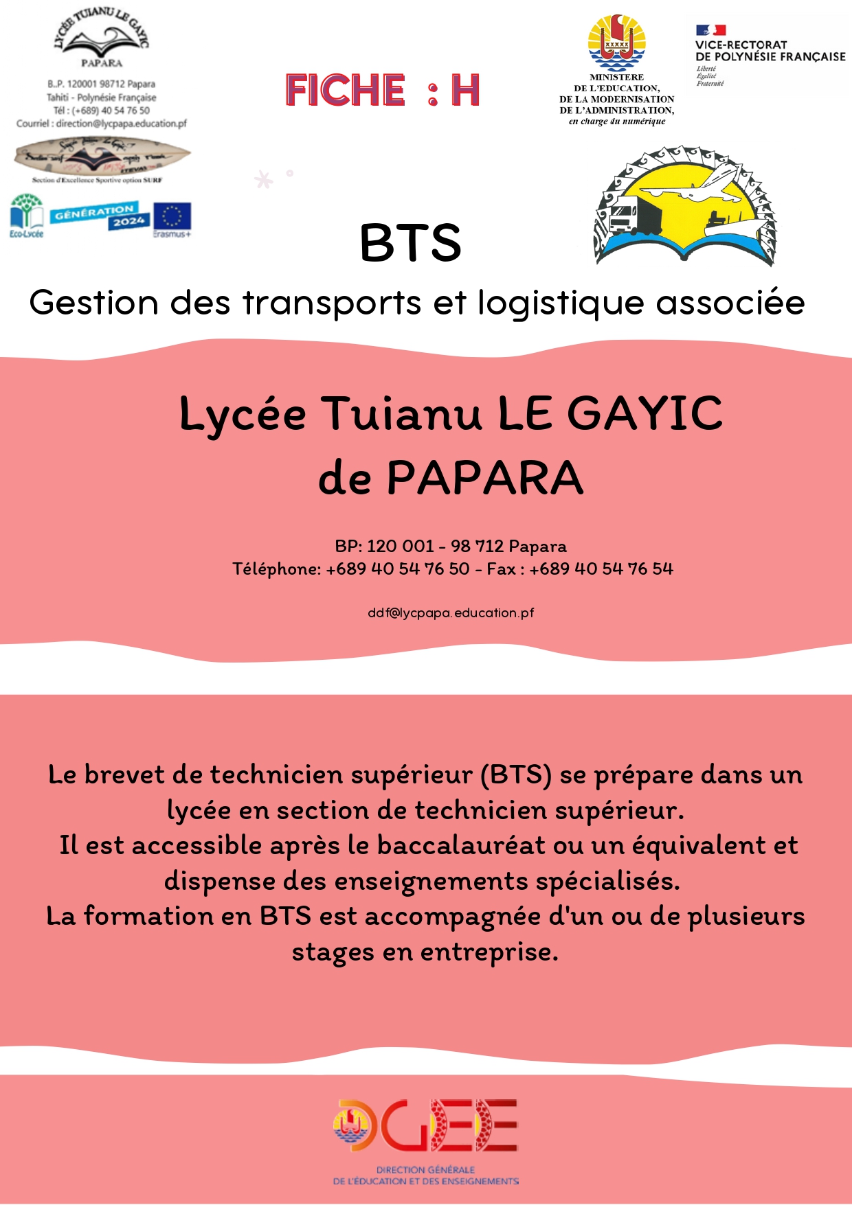 BTS GTLA | Lycée Tuianu LE GAYIC de PAPARA